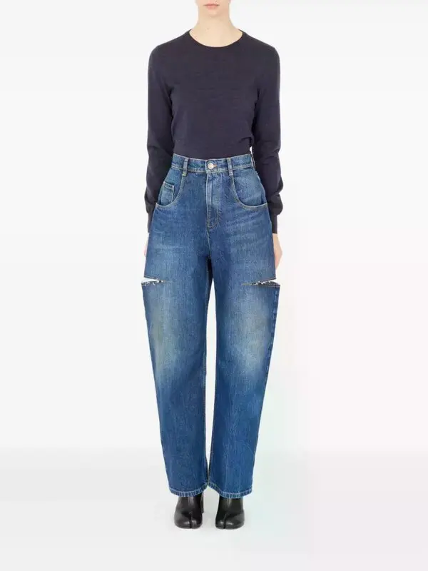 MAISON MARGIELA Cut-out High-rise Jeans - Blue