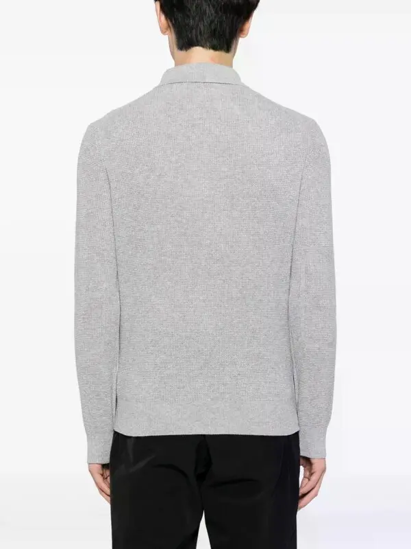 Canali Knitted Polo Shirt - Grey
