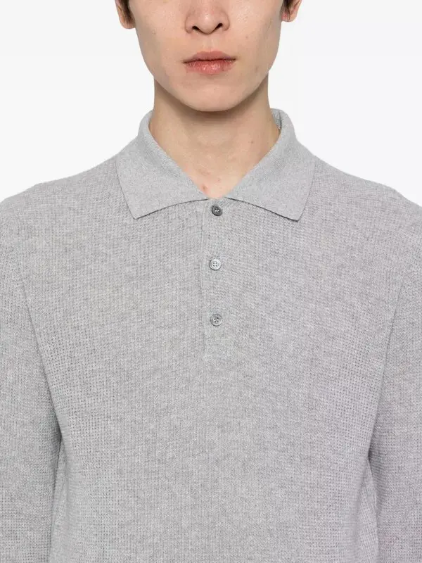 Canali Knitted Polo Shirt - Grey