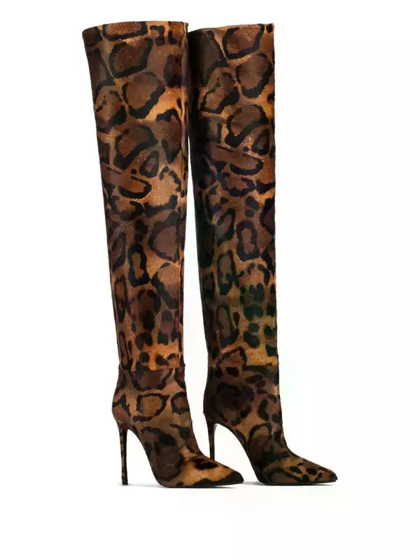 LE SILLA 120mm Leopard-print Leather Boots