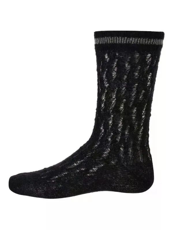 ALTO Textured-knit Crew Socks - Black