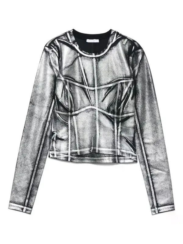 Patrizia Pepe Metallic Panelled Top