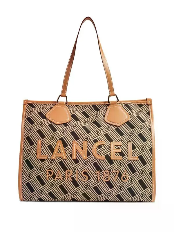 LANCEL Monogrammed Leather-trimmed Tote Bag