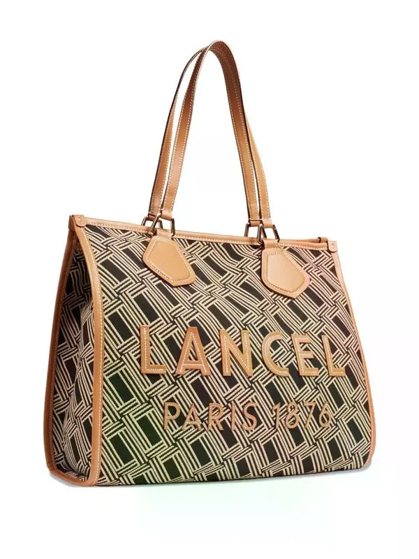 LANCEL Monogrammed Leather-trimmed Tote Bag