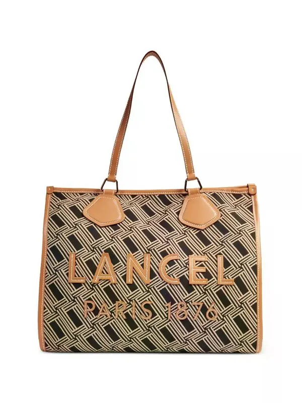 LANCEL Monogrammed Leather-trimmed Tote Bag