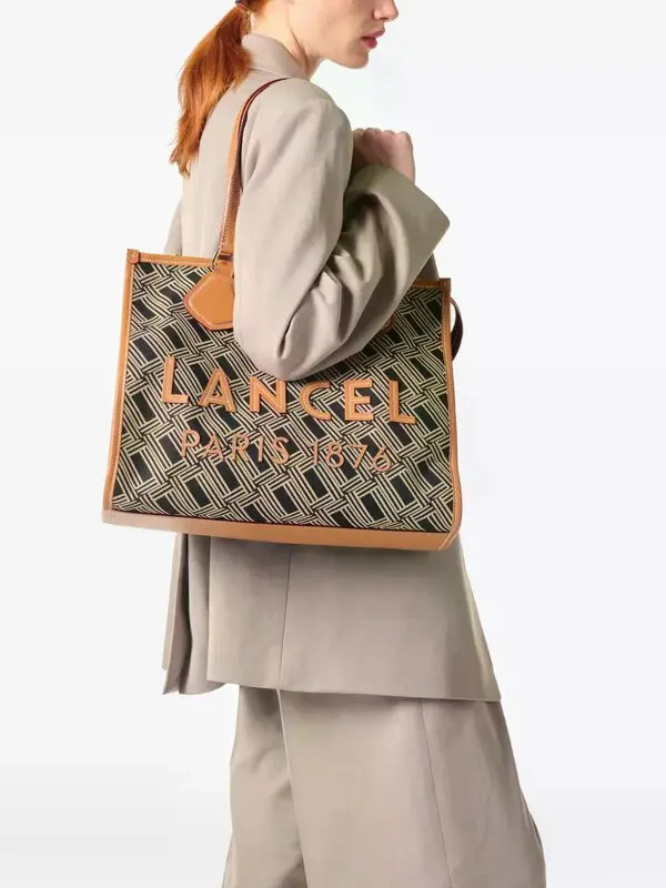 LANCEL Monogrammed Leather-trimmed Tote Bag