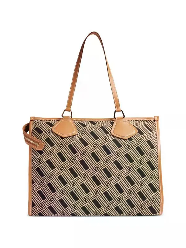 LANCEL Monogrammed Leather-trimmed Tote Bag