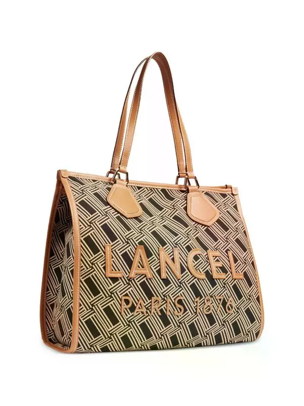 LANCEL Monogrammed Leather-trimmed Tote Bag