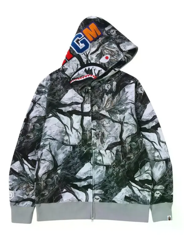 A BATHING APE® Tree Edge Camo Shark Zip-up Hoodie