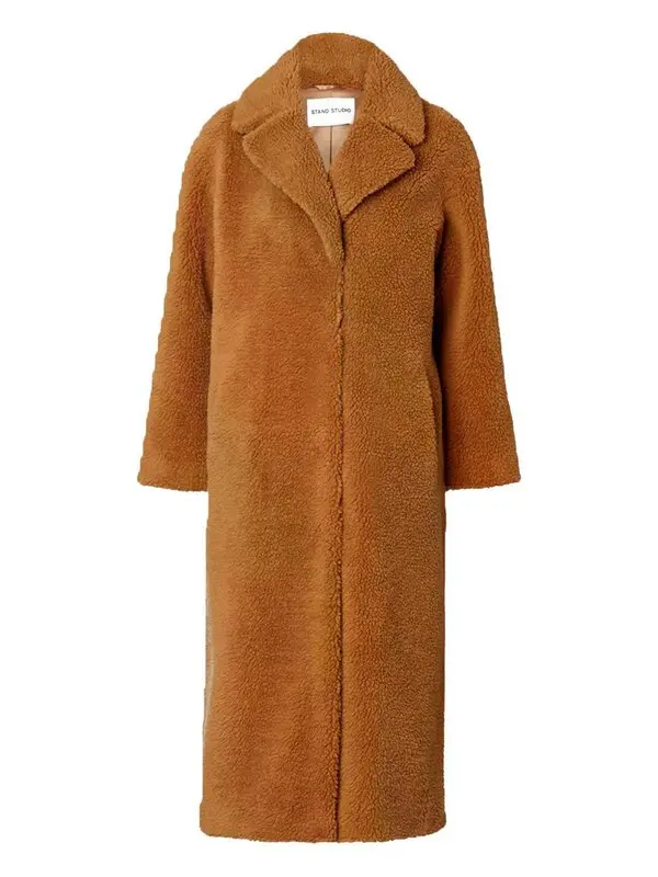 STAND STUDIO Camille Fleece-textured Coat - Brown