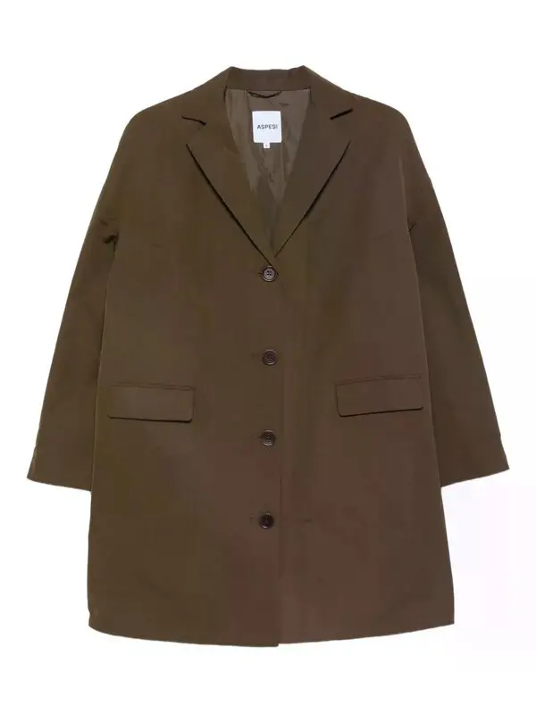 Aspesi Button-front Notched-lapel Coat - Green