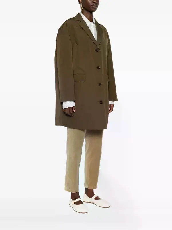 Aspesi Button-front Notched-lapel Coat - Green