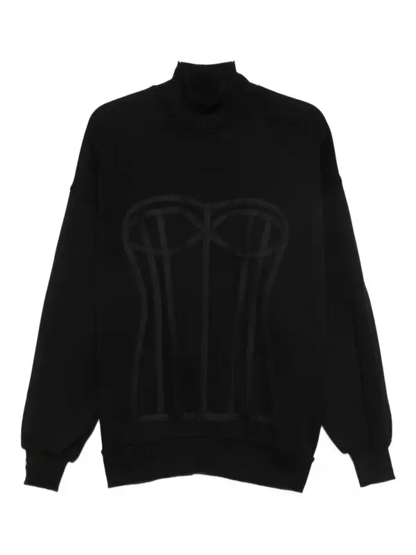 HAMZA Corset-detail Turtleneck Sweatshirt