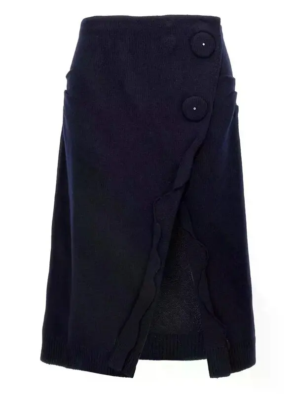 Prada Cashmere Midi Skirt With Button Detail