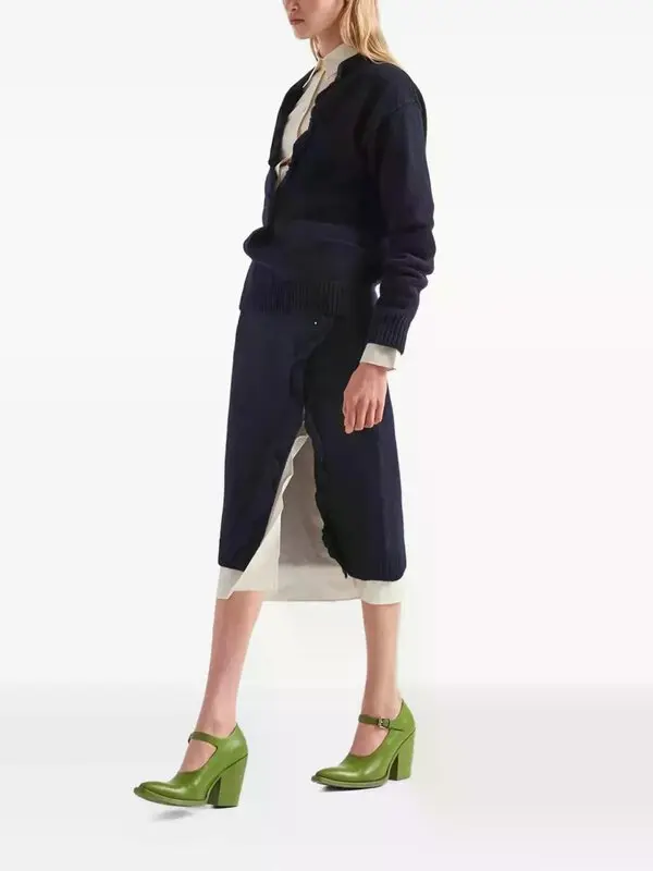 Prada Cashmere Midi Skirt With Button Detail