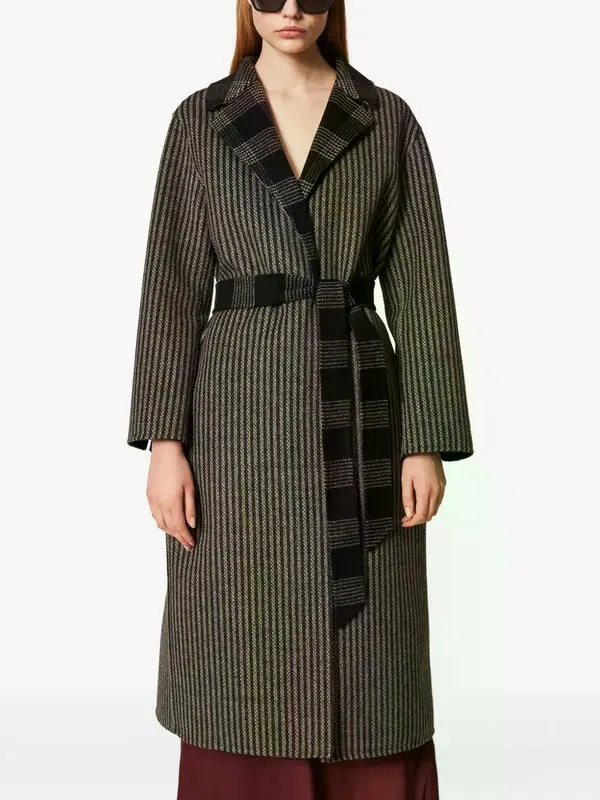 TWINSET Striped-pattern Reversible Coat