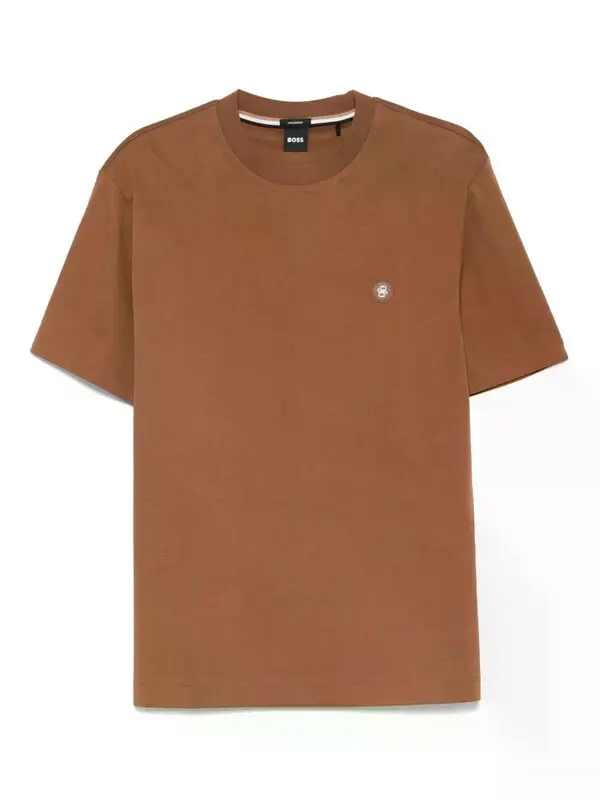 BOSS Logo-detail Cotton T-shirt - Brown