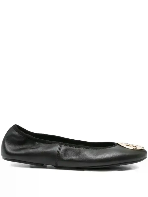 Tory Burch Reva Leather Ballet Flats - Black