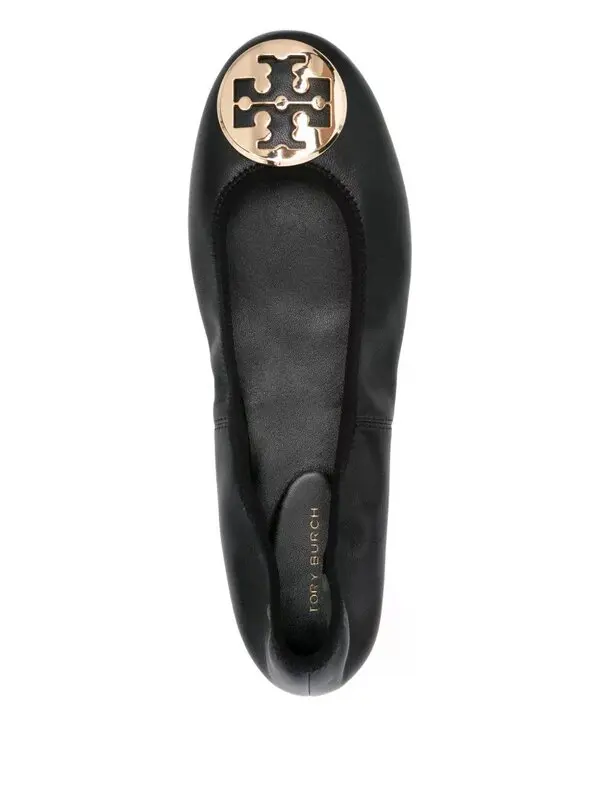 Tory Burch Reva Leather Ballet Flats - Black