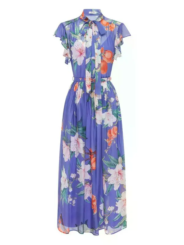 sachin and babi light blue dress Leo Lin Grace Chiffon Midi Shirt Dress - Blue