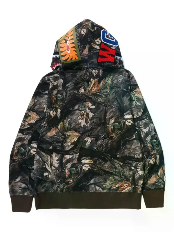 A BATHING APE Tree Edge Camo Shark Zip-up Hoodie - Brown