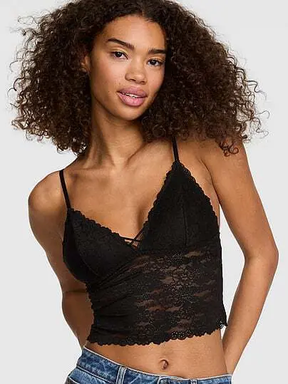 Pink Wink Wink™ Longline Triangle Bralette - Black