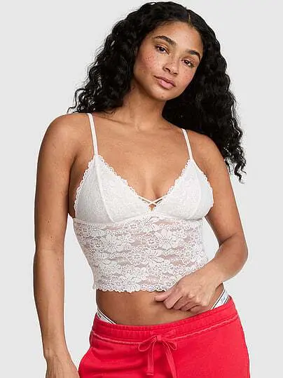 Pink Wink Wink™ Longline Triangle Bralette - White,ivory