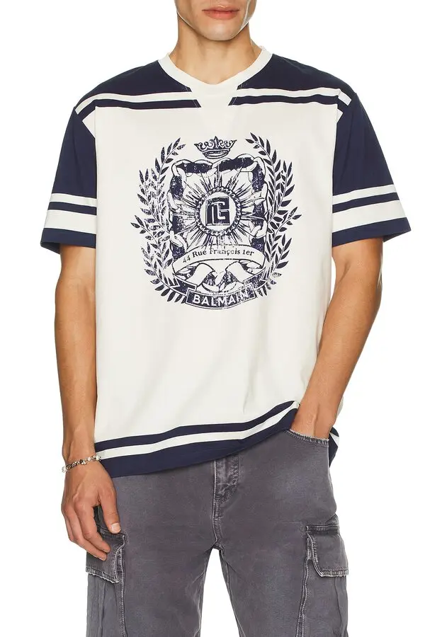 Balmain Varsity T-shirt In Cream