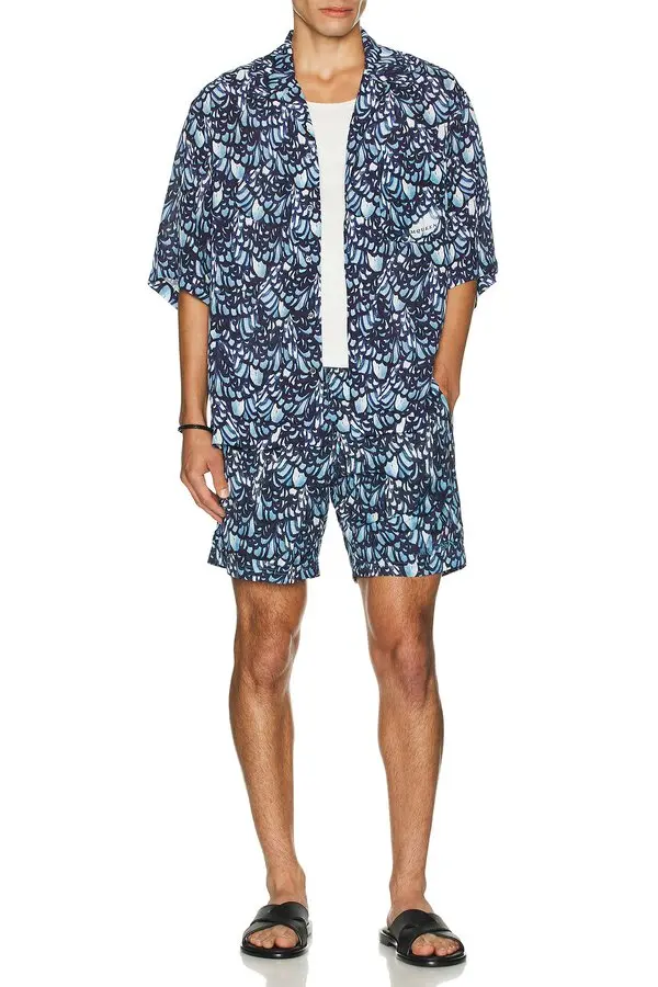 Alexander McQueen Boxy Feather Print Hawaiian Shirt