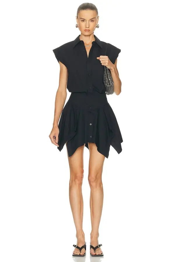 Alexander Wang Cut Off Double Shirt Dress - Black
