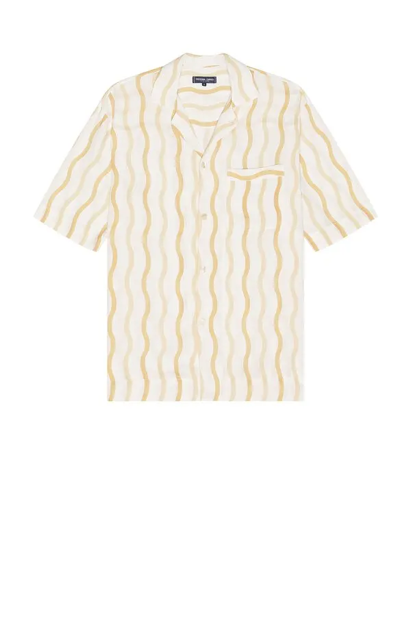 Frescobol Carioca Cassio Pyjama Short Sleeve Shirt Cabana Stripe Print In Cream - Ivory & Almond