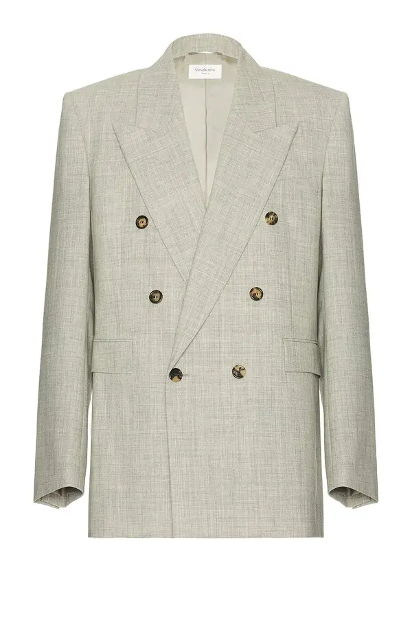 Saint Laurent Blazer In Light Grey - Gris Clair