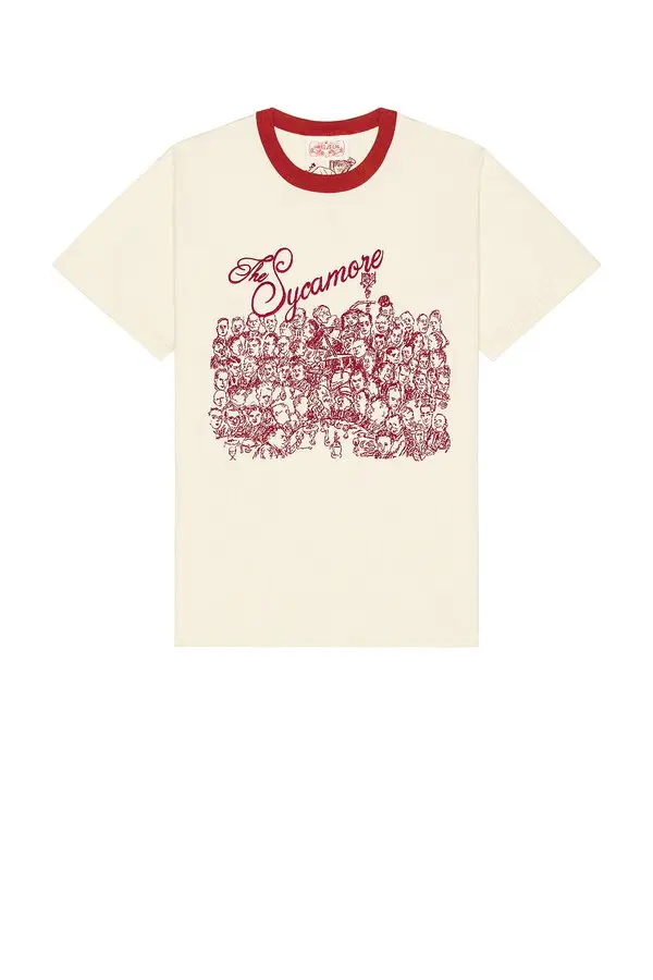 SAMUEL ZELIG Restaurant Tee In Cream - White & Red