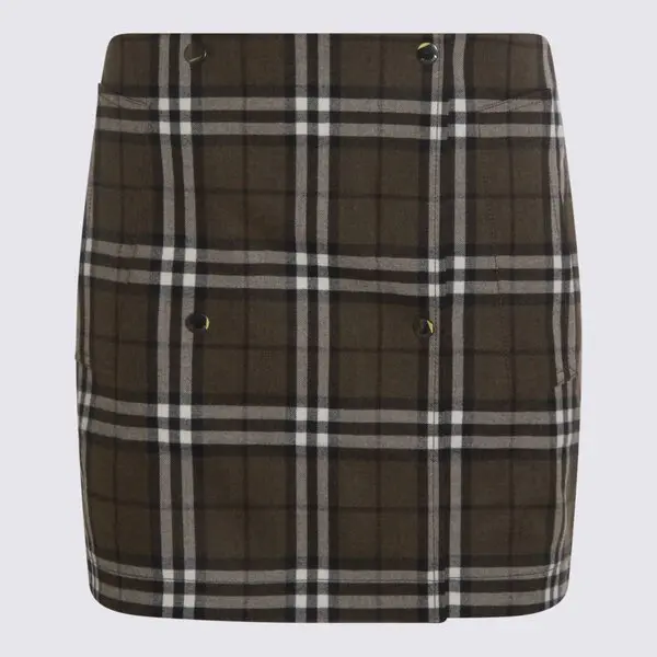 Burberry Wool Mini Skirt - Shrub/yew Ip Check