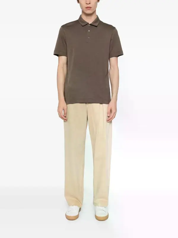 Canali Cotton-blended Polo Shirt - Brown