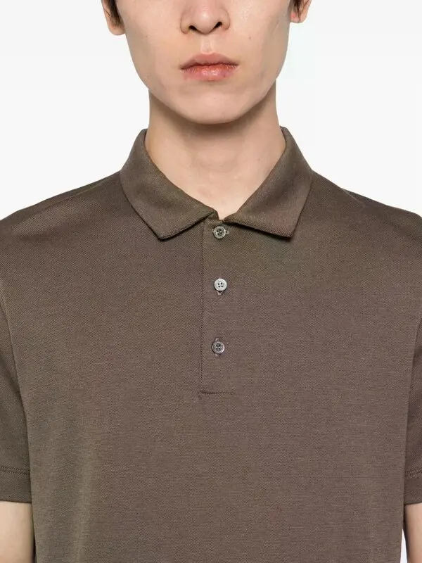 Canali Cotton-blended Polo Shirt - Brown