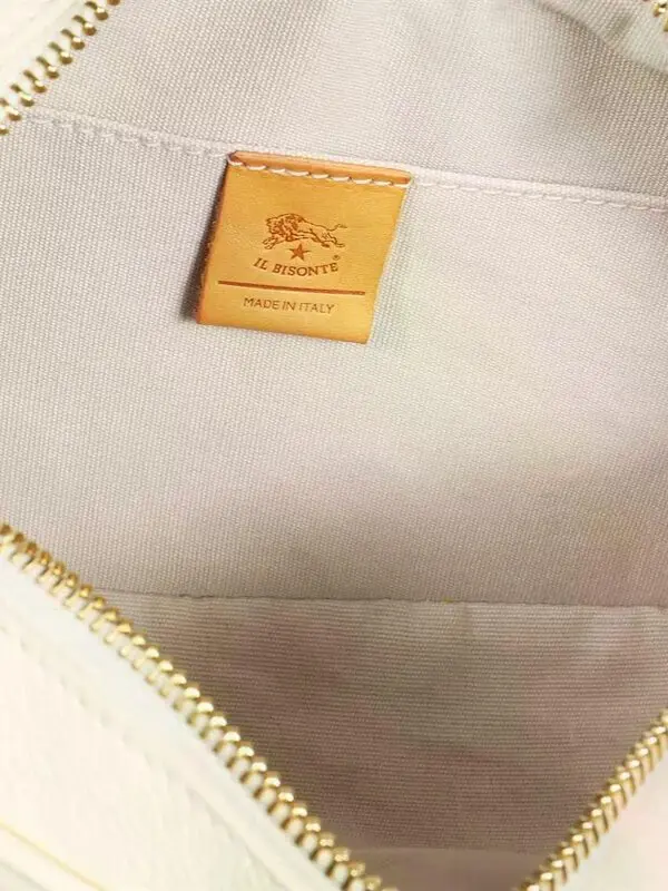 Il Bisonte Leather Shoulder Bag With Logo Detail - Neutrals