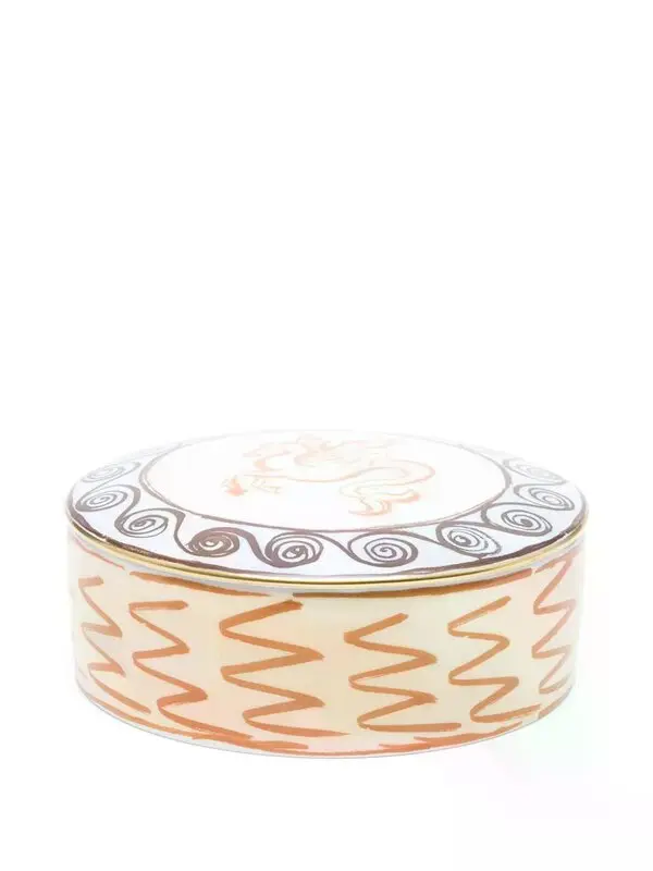 GINORI 1735 Trinket Dragon-patterned Porcelain Box - Orange