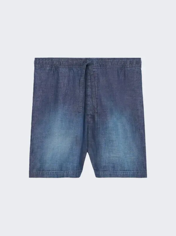 Loewe Washed Cotton Chambray Shorts - Blue