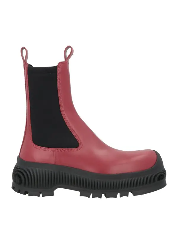 JIL SANDER Leather And Textile Fiber Ankle Boots - Red