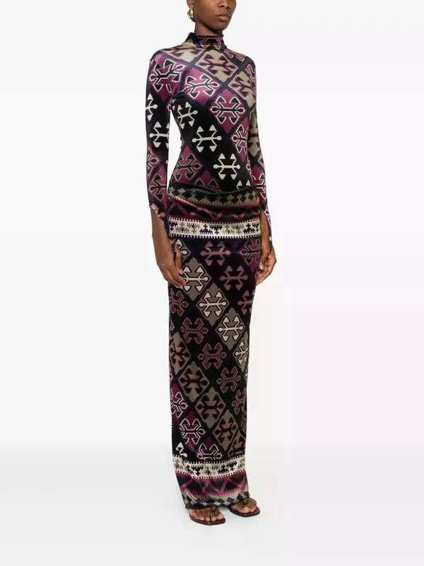 Burc Akyol Printed Velvet Maxi Dress
