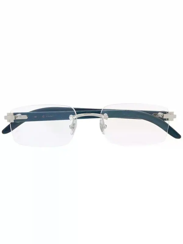 Cartier Rimless Square-frame Glasses - Blue