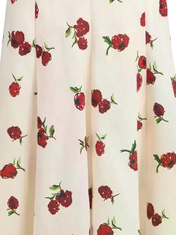 Khaite Lenno Floral-print Pleated Midi Skirt - Neutrals