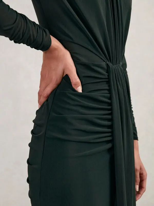 Reiss Petite Danni Long Sleeve Ruched Maxi Dress In Dark Green - 32% Off |  Editorialist