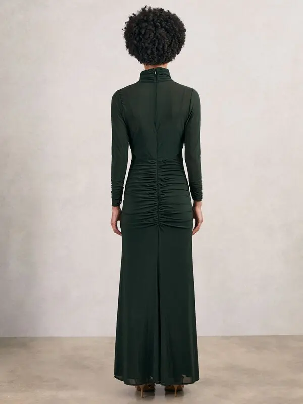 green emerald velvet dress Baltic Born Womens Sasha Ruched Maxi Dress | Green main image 1