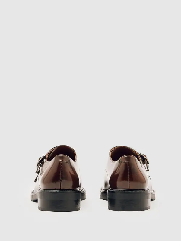 REISS Leather Double-strap Monk Shoes