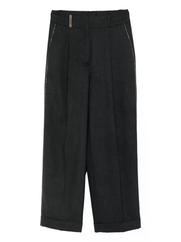 Peserico Embellished-cuffed Trousers - Grey