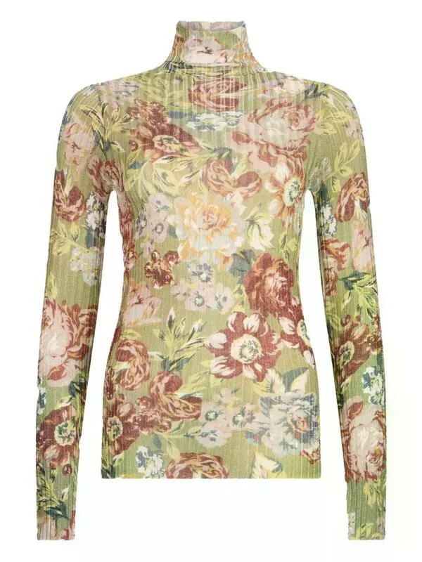 Liu Jo Floral-print Ribbed Sweater