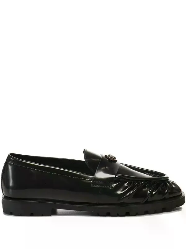 Pinko Pleated Loafers With Logo Plaque