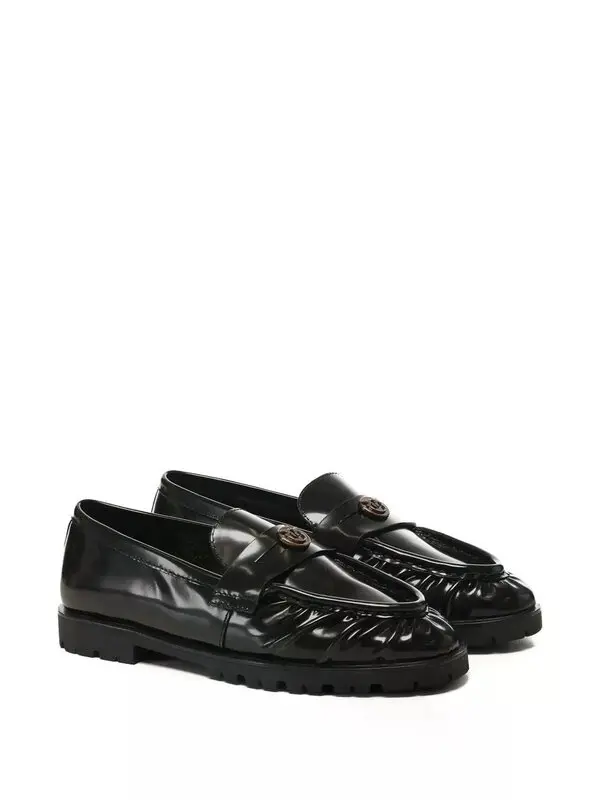 Pinko Pleated Loafers With Logo Plaque